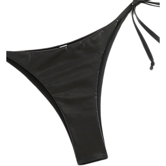 Swim | Womens Metallic Shiny Bathing Suit High Waisted Triangle Tie ...